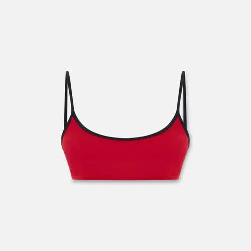 PCFG STORE Scoop Neck Bikini Top With Allover Print - Red