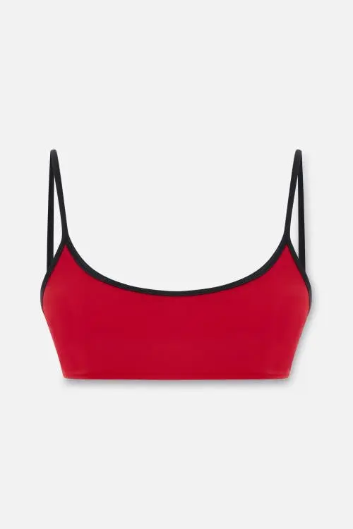 PCFG STORE Scoop Neck Bikini Top With Allover Print - Red