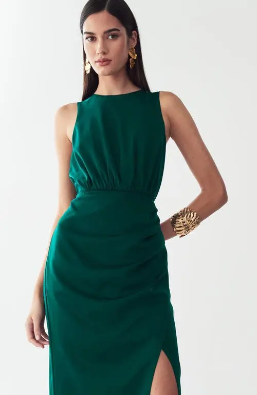 ST MRLO Sharmaine Gathered Waist Midi Dress With Slit