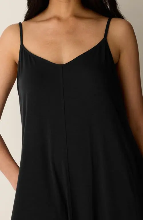 Eileen Fisher Lantern Dress With V-neck And Adjustable Straps - Black