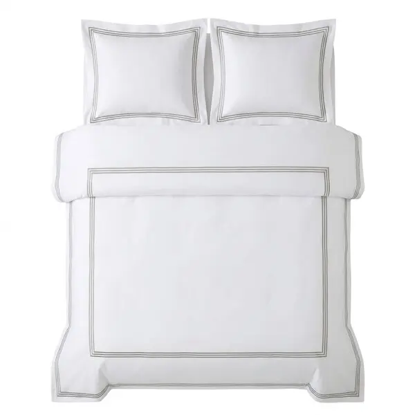 PURE PARIMA Triple Luxe Sateen Duvet Cover Set- Nickel - Silver