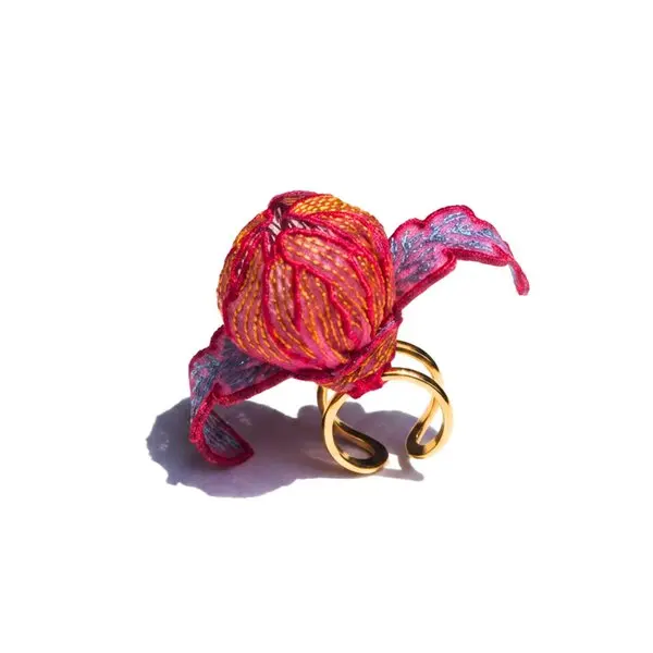 NANA WATANABE Angel Orb Convertible Ring & Ear Cuff - Red