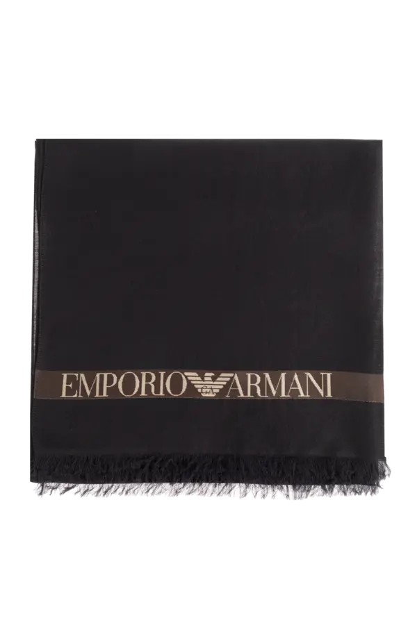 Emporio Armani Scarf With Logo - Black