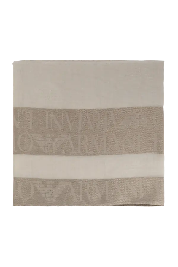 Emporio Armani Scarf With Logo - Beige