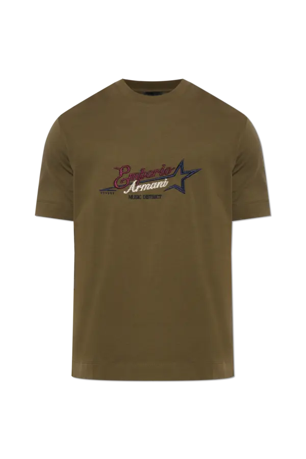 Emporio Armani T-shirt With Embroidered Logo - Green