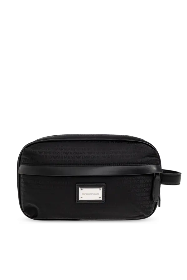 Emporio Armani Monogrammed Toiletry Bag - Black