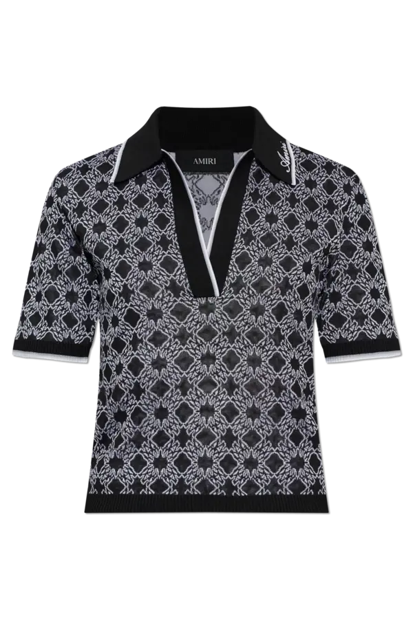 Amiri Logo Geometric Knit Polo