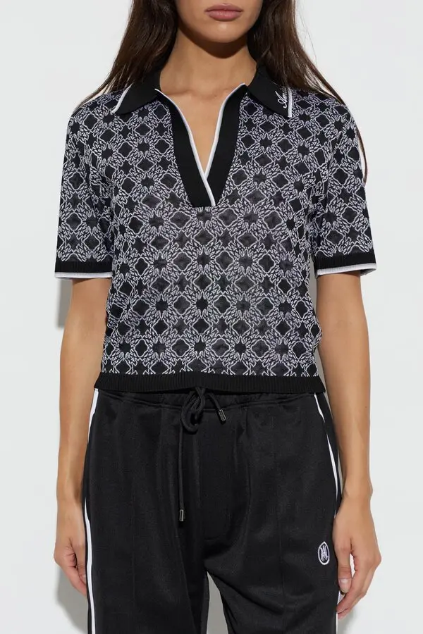 Amiri Logo Geometric Knit Polo