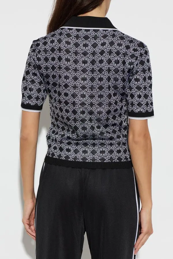 Amiri Logo Geometric Knit Polo