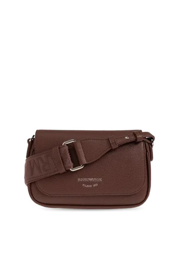 Emporio Armani Polished Leather Shoulder Bag - Brown