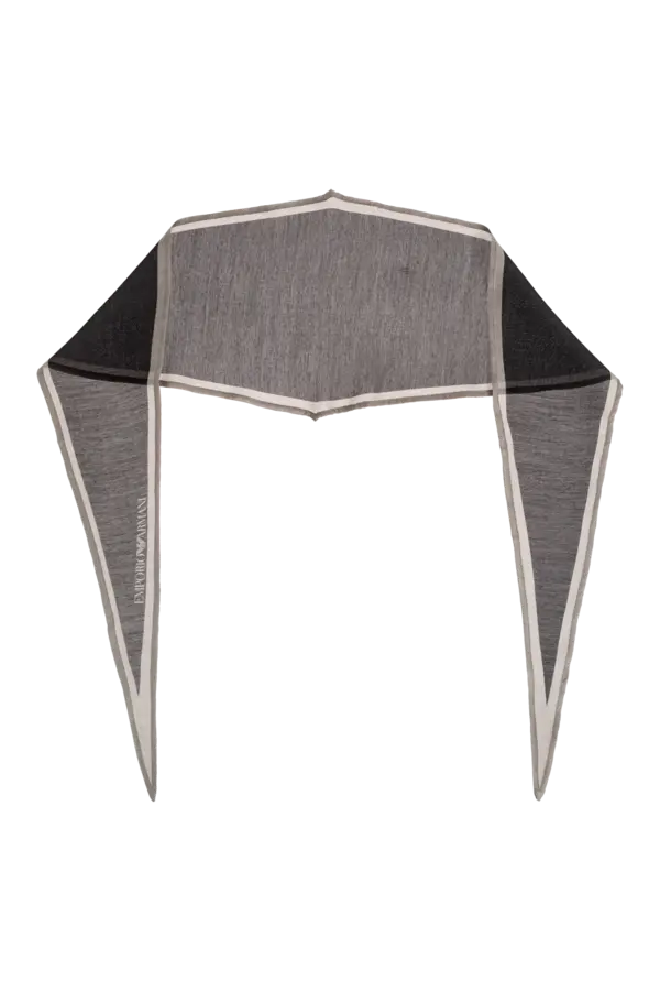 Emporio Armani Asymmetrical Scarf With Logo - Grey