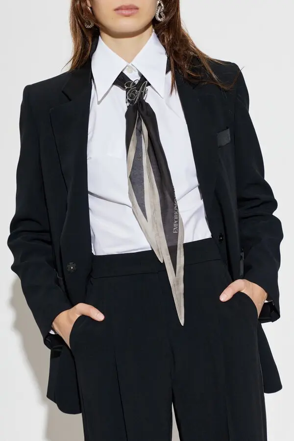 Emporio Armani Asymmetrical Scarf With Logo