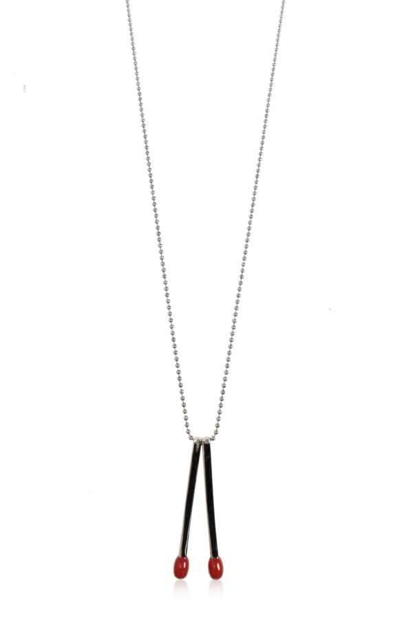 Dsquared2 Matchstick Pendant Necklace In Tone And Red