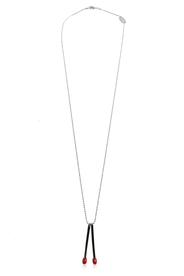 Dsquared2 Matchstick Pendant Necklace In Tone And Red