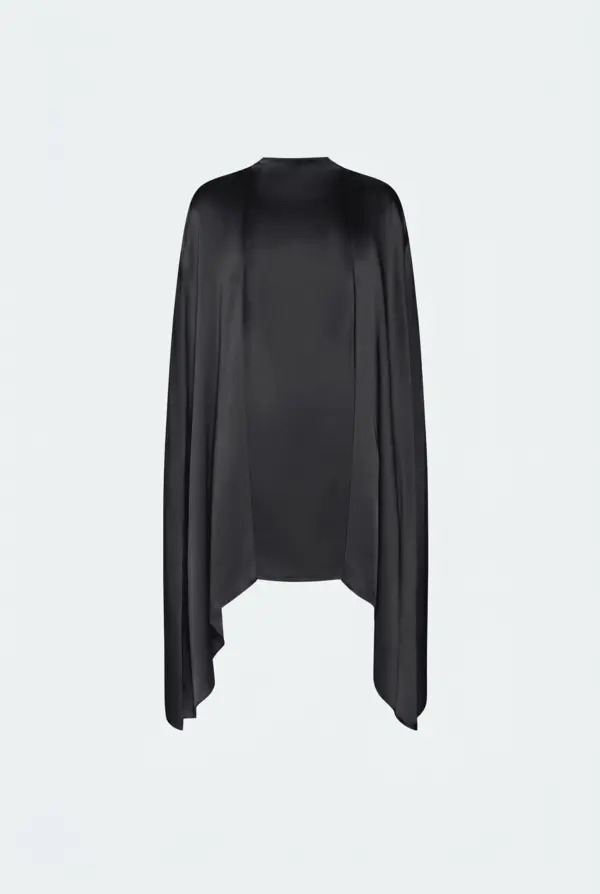 Lapointe Satin Cape Sleeve Mini Dress - Black