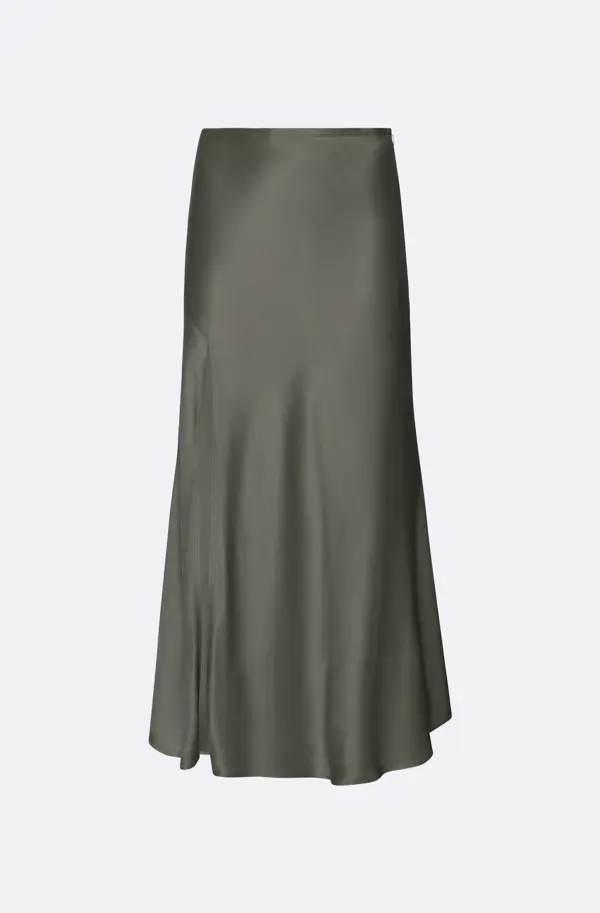Lapointe Satin Bias Midi Skirt - Pine