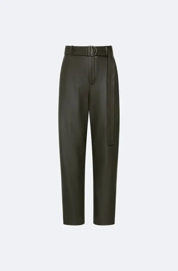 Lapointe Stretch Faux Leather Belted Tapered Trouser