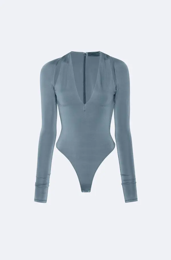 Lapointe Jersey V Neck Bodysuit - Light Slate