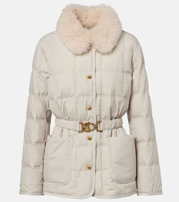 Moncler Cygnes Quilted Down Jacket - Beige