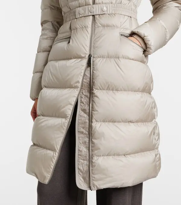 Moncler Boedic Down Coat With Shearling Trim - Beige