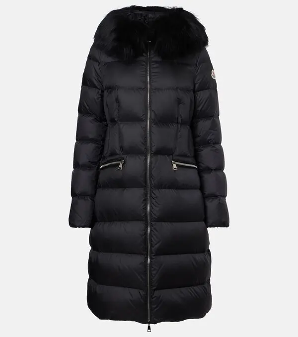 Moncler Boedic Down Coat With Shearling Trim - Black
