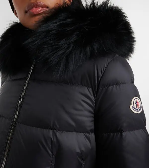 Moncler Shearling-trimmed Down Coat - Black