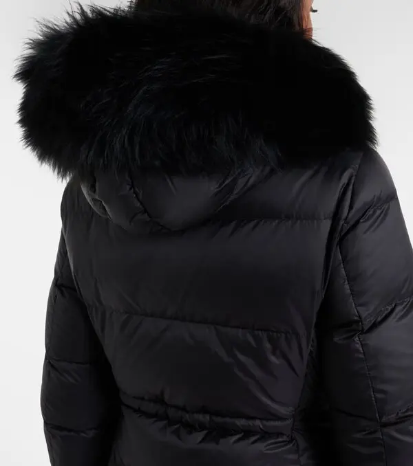 Moncler Shearling-trimmed Down Coat - Black
