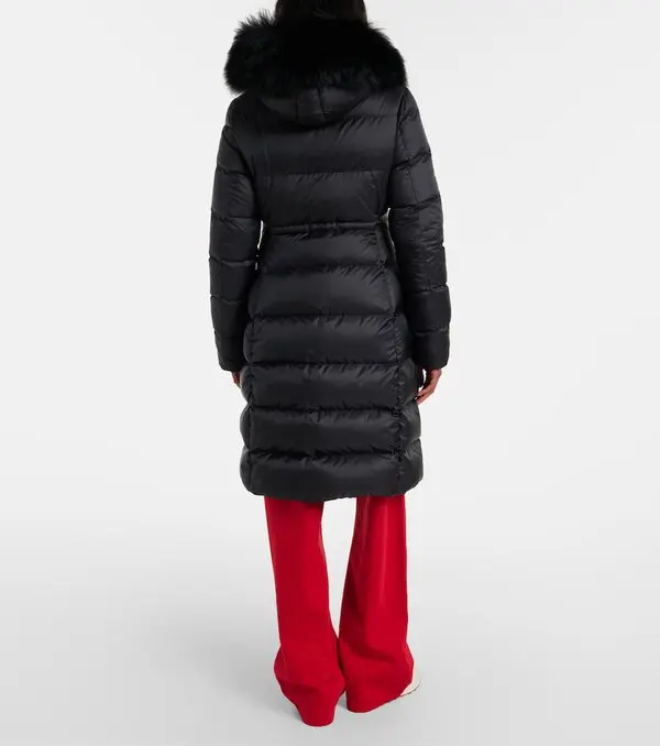 Moncler Shearling-trimmed Down Coat - Black