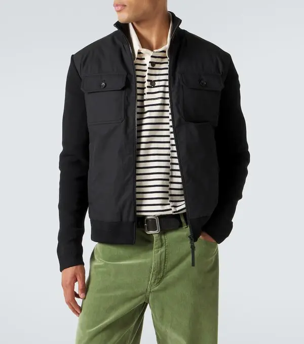 Moncler Virgin Wool And Suede Zip-up Down Cardigan