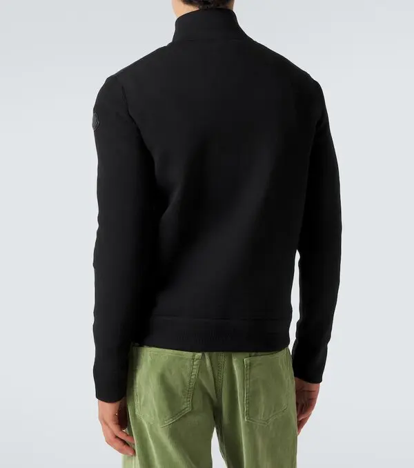 Moncler Virgin Wool And Suede Zip-up Down Cardigan
