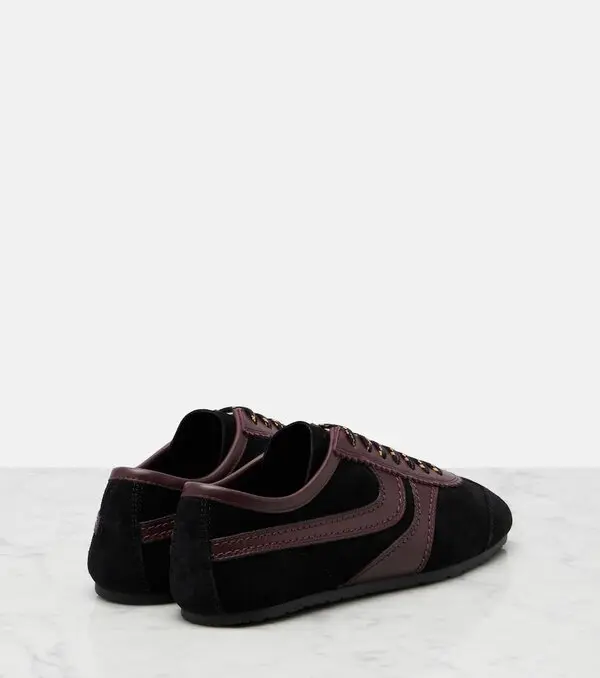 Dries Van Noten Suede And Leather Lace-up Sneakers - Black