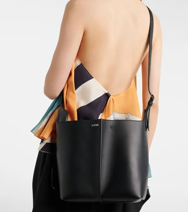 Loewe Bilbao Medium Leather Tote Bag - Black