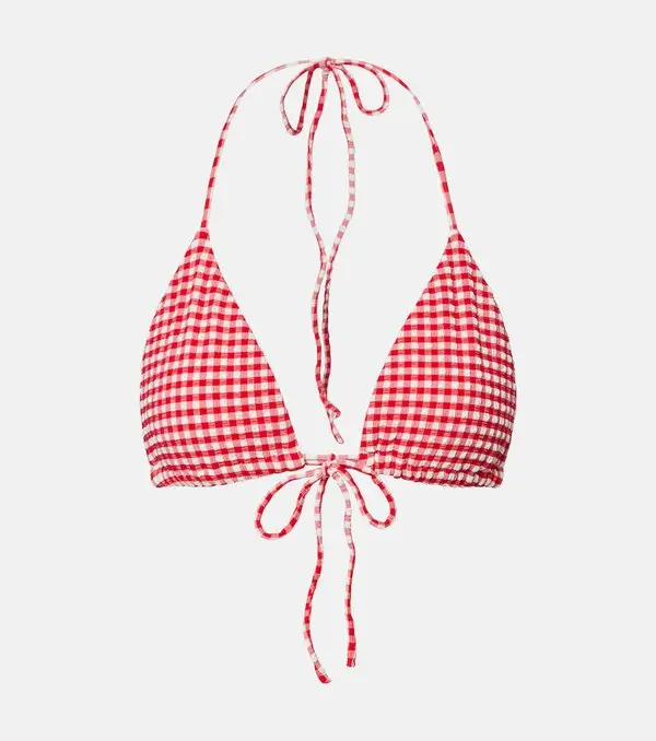 MONTCE Emma Gingham Seersucker Bikini Top - Red