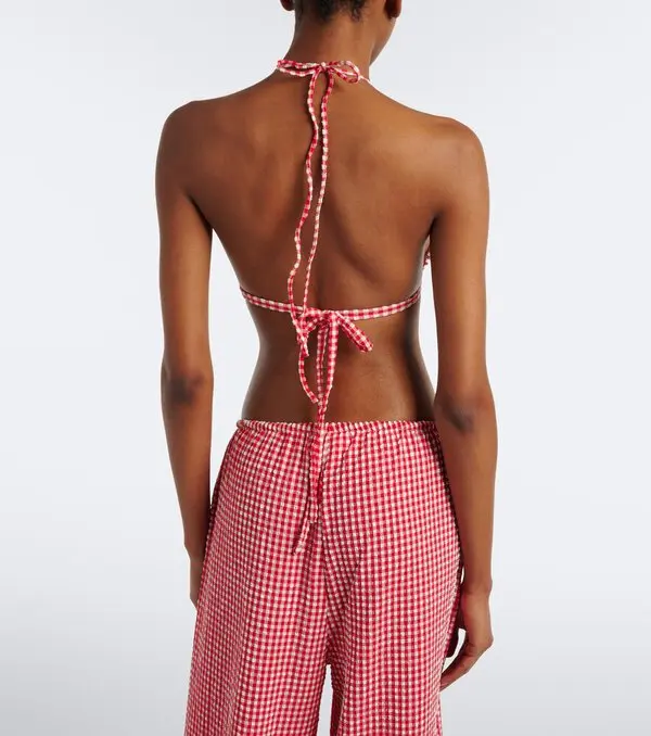 MONTCE Emma Gingham Seersucker Bikini Top - Red