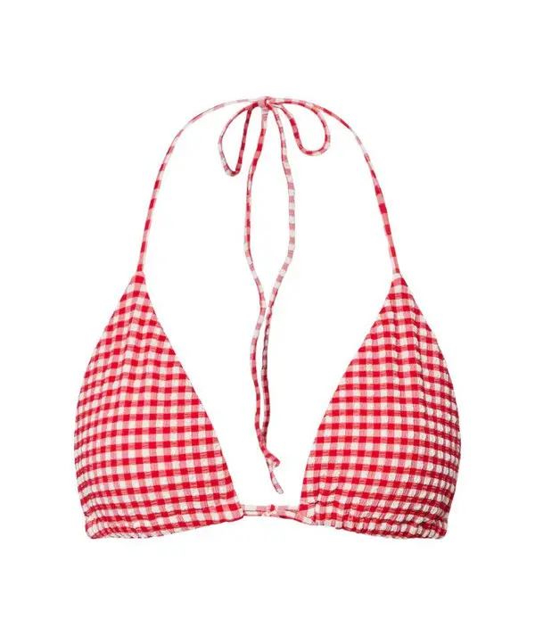 MONTCE Emma Gingham Seersucker Bikini Top - Red