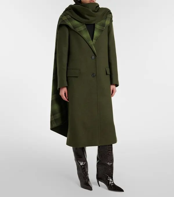 Attico Scarf-detail Wool-blend Coat