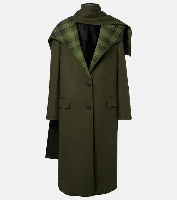 Attico Scarf-detail Wool-blend Coat