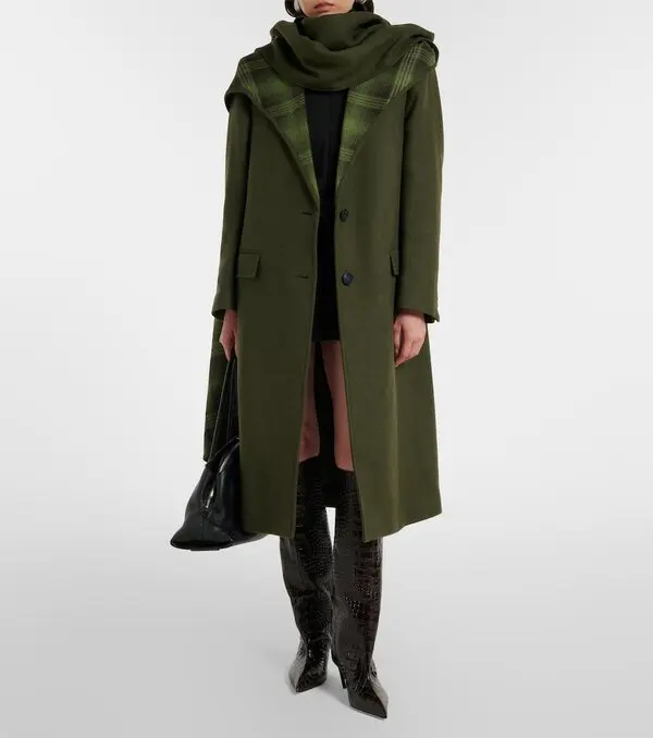 Attico Scarf-detail Wool-blend Coat