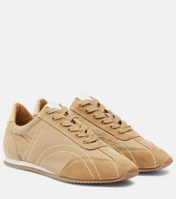TOTEME Flex Suede-trimmed Sneakers