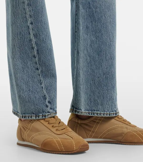 TOTEME Flex Suede-trimmed Sneakers