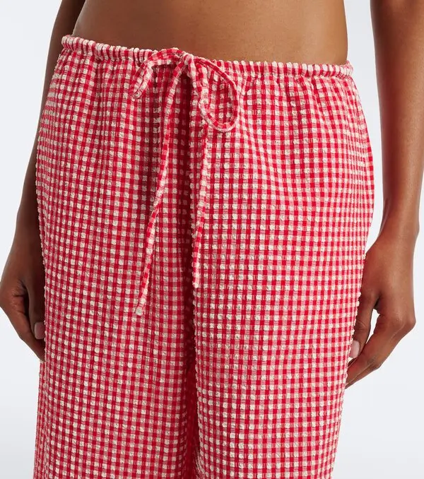 MONTCE Gingham Seersucker Wide-leg Pants - Red