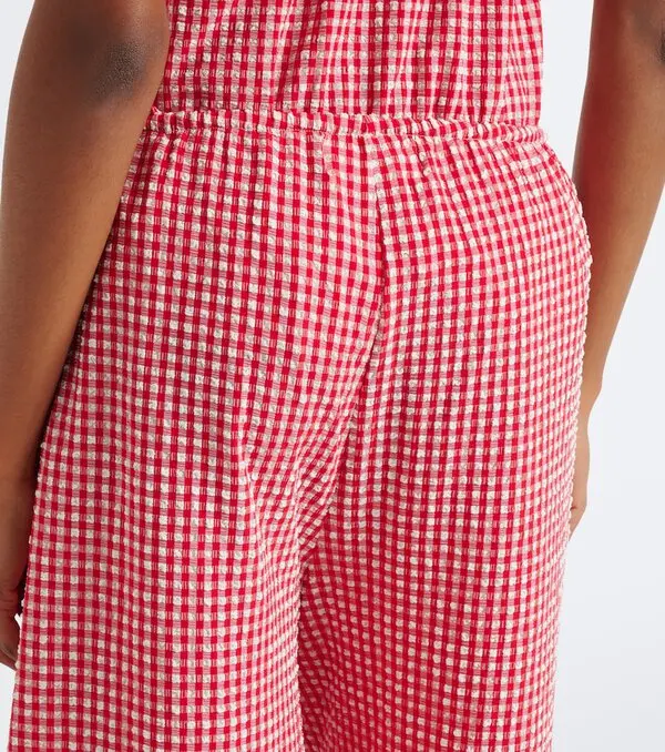 MONTCE Gingham Seersucker Wide-leg Pants - Red
