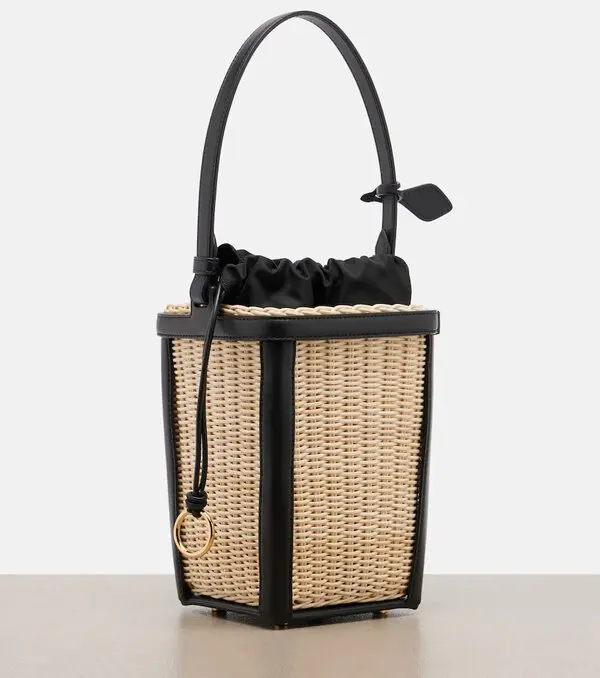 Alaïa Small Wicker And Leather Bucket Bag