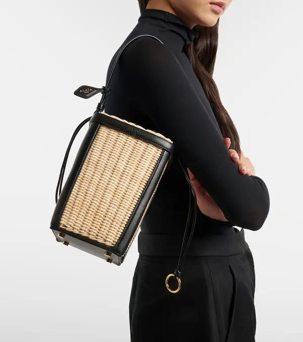 Alaïa Small Wicker And Leather Bucket Bag
