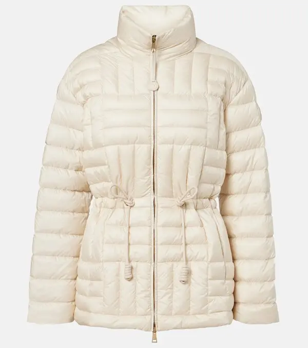 Moncler Antigones Quilted Down Jacket With Leather Trim