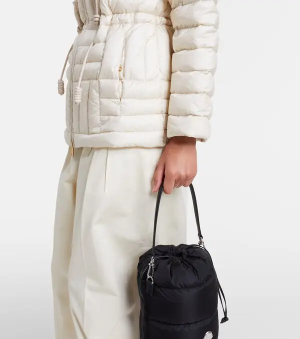 Moncler Antigones Quilted Down Jacket With Leather Trim