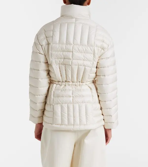 Moncler Antigones Quilted Down Jacket With Leather Trim