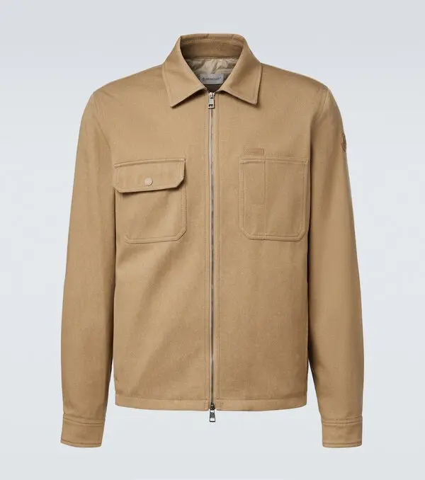 Moncler Leather-trimmed Cotton Jacket - Beige