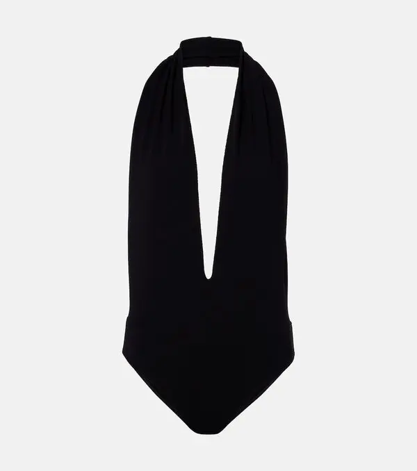 Gucci Halterneck Open-back Jersey Bodysuit - Black