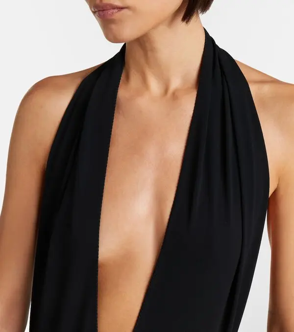 Gucci Halterneck Open-back Jersey Bodysuit